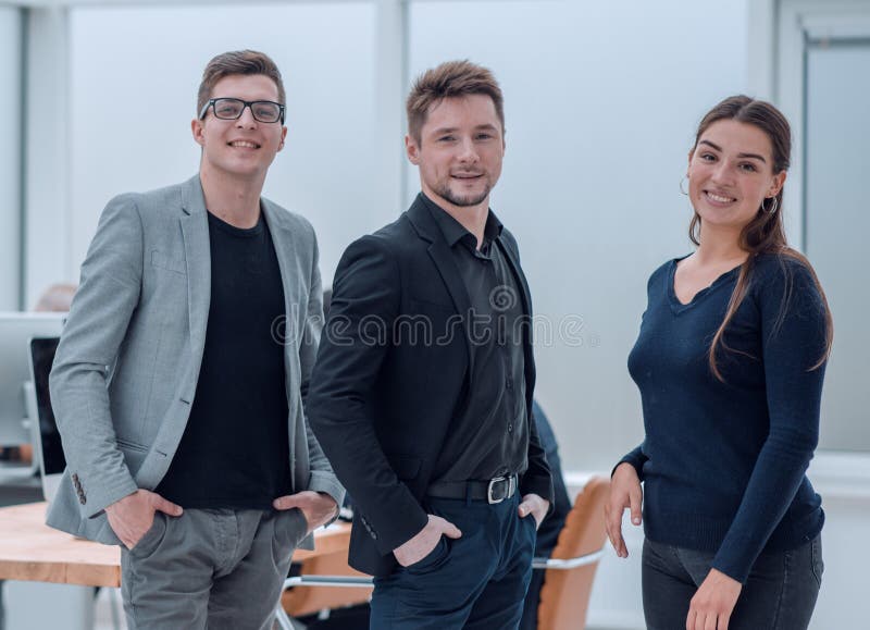 Close Up. Young Employees Discussing Online Information Stock Photo ...