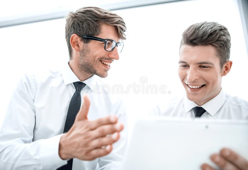 Close Up.young Employees Use a Digital Tablet Stock Image - Image of ...
