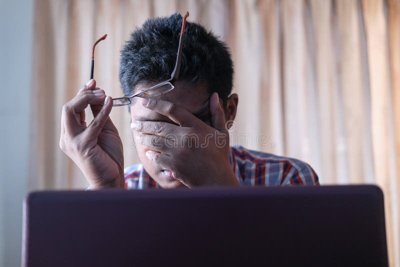 Close Up of Young Man Face Suffering Eye Pain Stock Photo - Image of ...