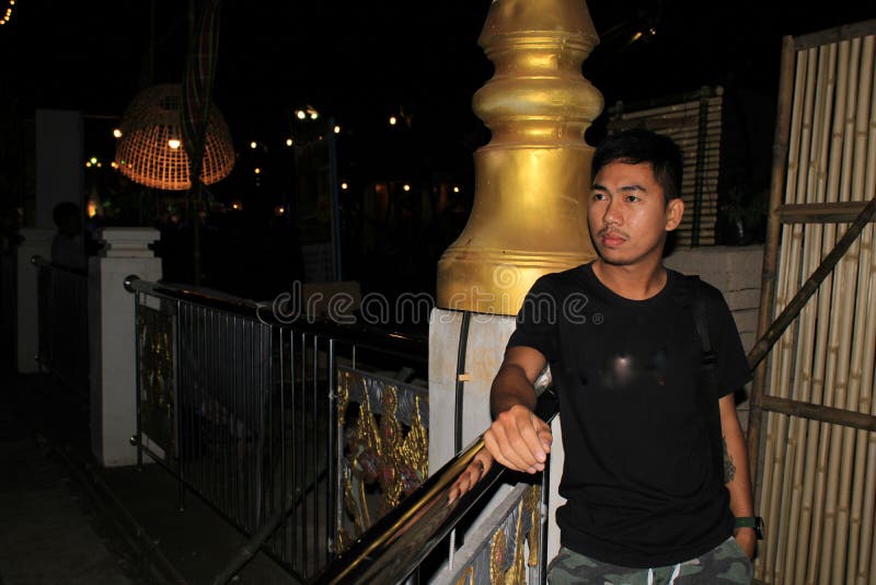 Close-up of Young Man at Night. Stock Photo - Image of close, night ...