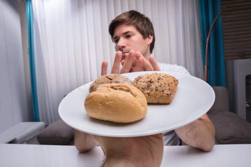 Man Refusing Baked Food stock photo. Image of healthy - 126282780