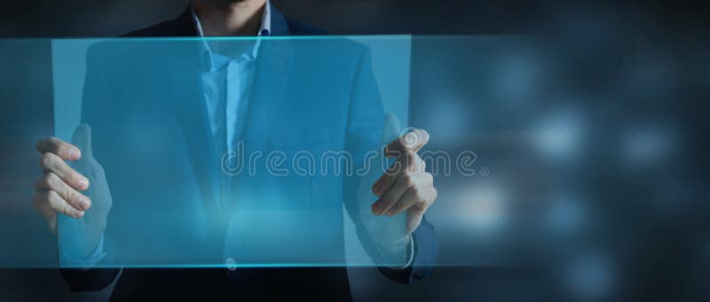 Close-up of a Young Man Using Futuristic Latest Innovative Technology ...