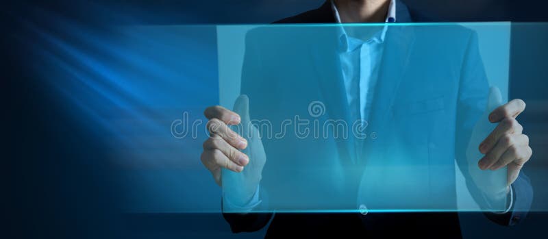 Close-up of a Young Man Using Futuristic Latest Innovative Technology ...