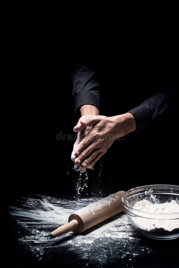 Close Up of Young Mans Hands Preparing Flour for Baking Stock Image ...