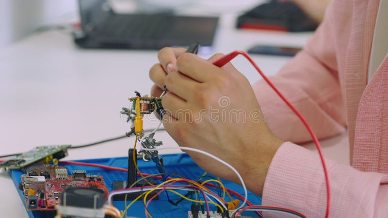 Close-Up of Young Professional Hands of Engineer Diagnosing Computer ...