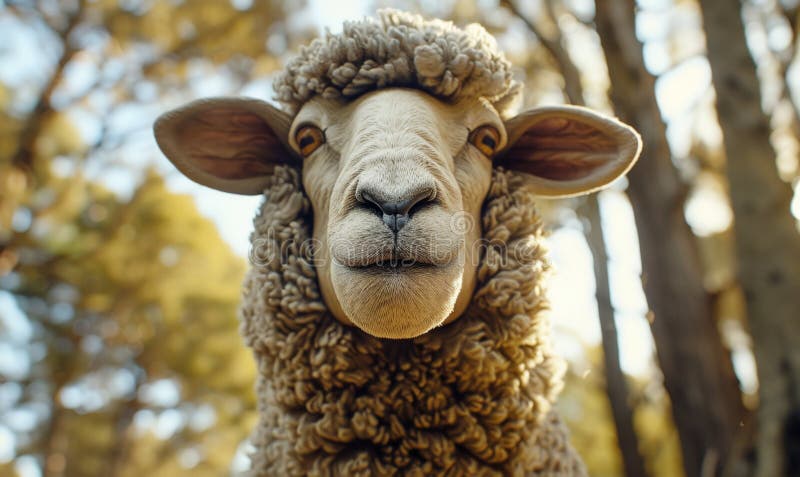 Close-up of a Young Sheep Looking at Camera with Copy Space Stock Photo ...