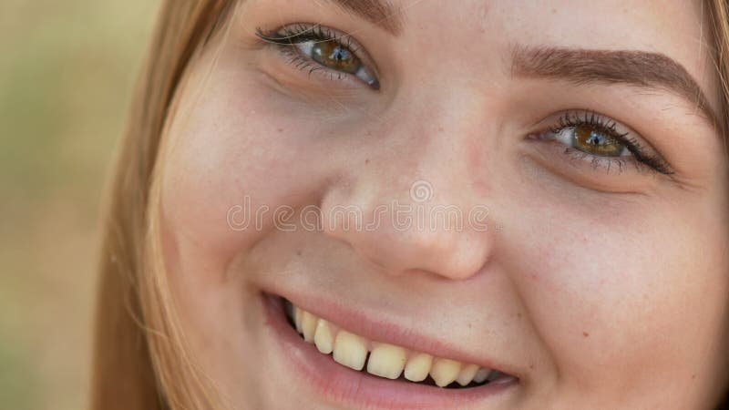 Close Up of Young Smiling Girl Face. Stock Image - Image of female ...