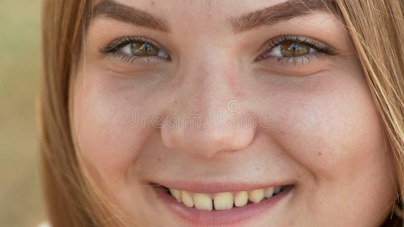 Close Up of Young Smiling Girl Face. Stock Image - Image of happy ...