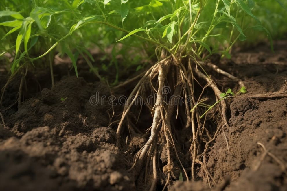 Close-up of Young Tree Roots in the Soil Stock Photo - Image of ...