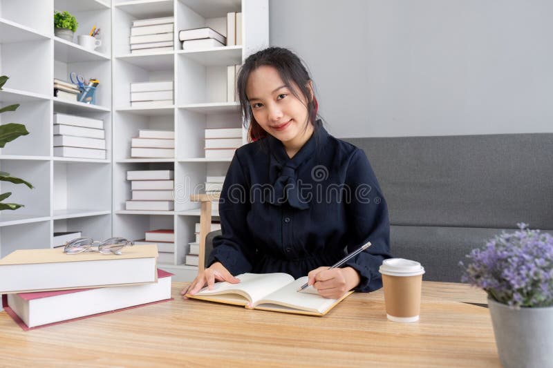 Close Up Young Woman of Asian Write Down Memories in Notebook Diary, Work Homework Stock Photo ...