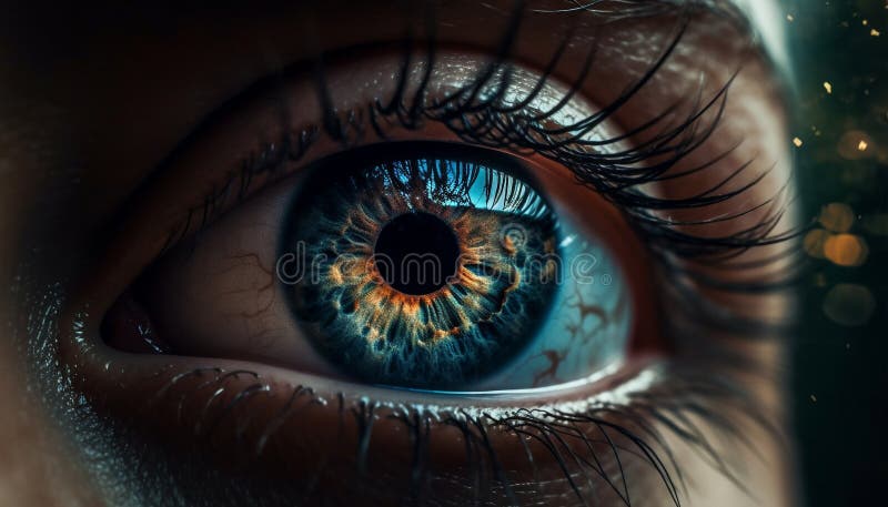 Close Up of a Young Woman Blue Eye, Staring at Camera Generated by AI ...