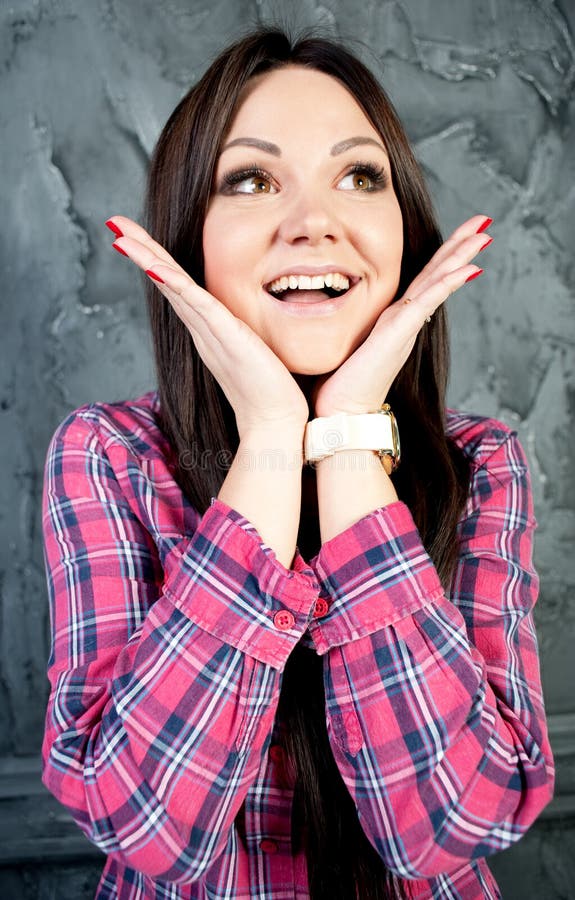 Close-up of a Young Woman Looking Excited Stock Image - Image of ...