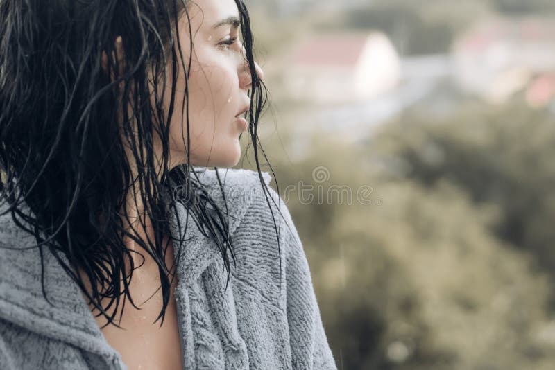 Close-up of Young Woman with Problems Crying, Looking Out. Stock Photo ...
