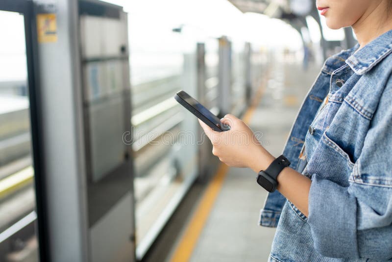 Close-up of Young Woman S Hand Typing Smartphone with Copy Space for ...