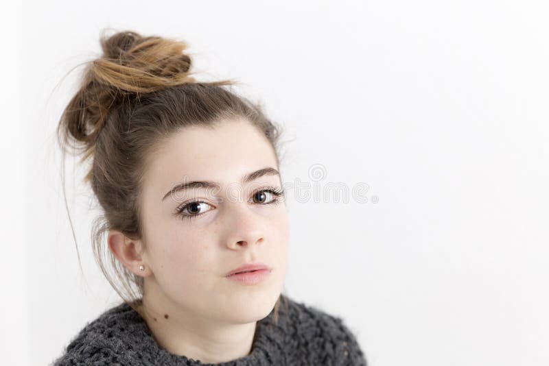 Close-up of Young Woman with Serious Face. Stock Photo - Image of girl ...