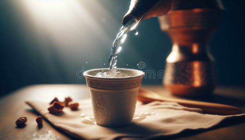 A Close-up of Zamzam Water Being Poured into a Cup Stock Illustration ...