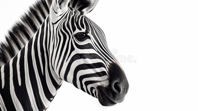 Close-up of Zebra on White Background Stock Illustration - Illustration ...