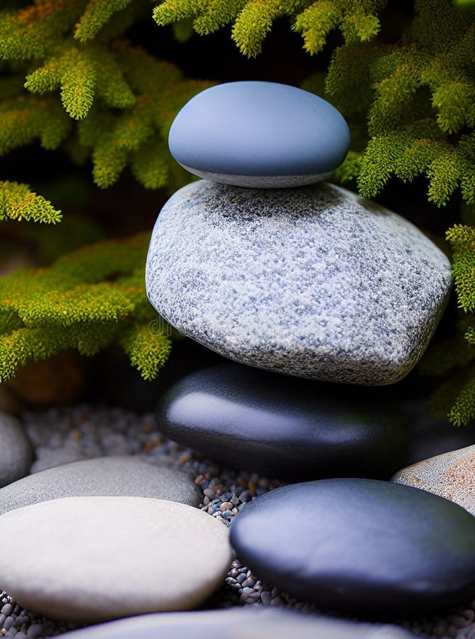 Zen Stones on the Beach , Ai Generated Stock Image - Image of flower ...