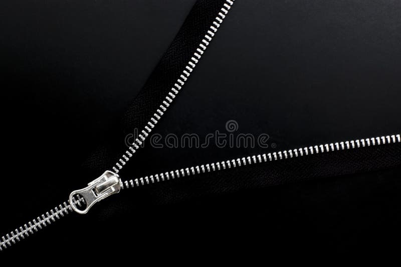 Close Up of Zipper on Black Background. Stock Image - Image of slide ...