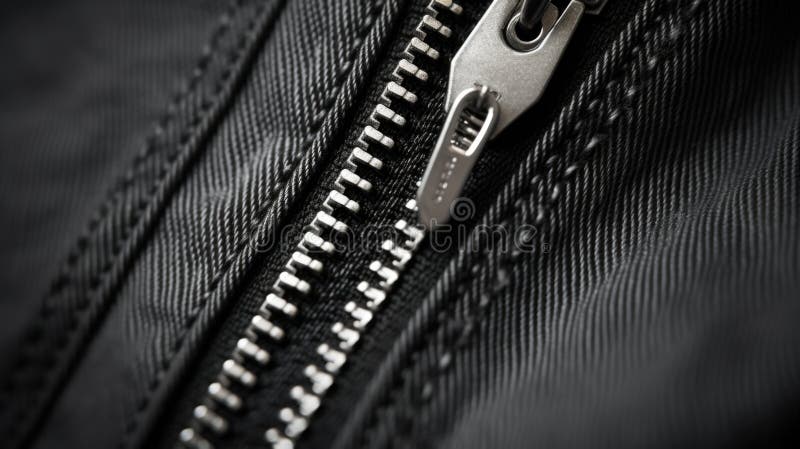 Close Up of Zipper on Black Fabric, AI Stock Photo - Image of fashion ...