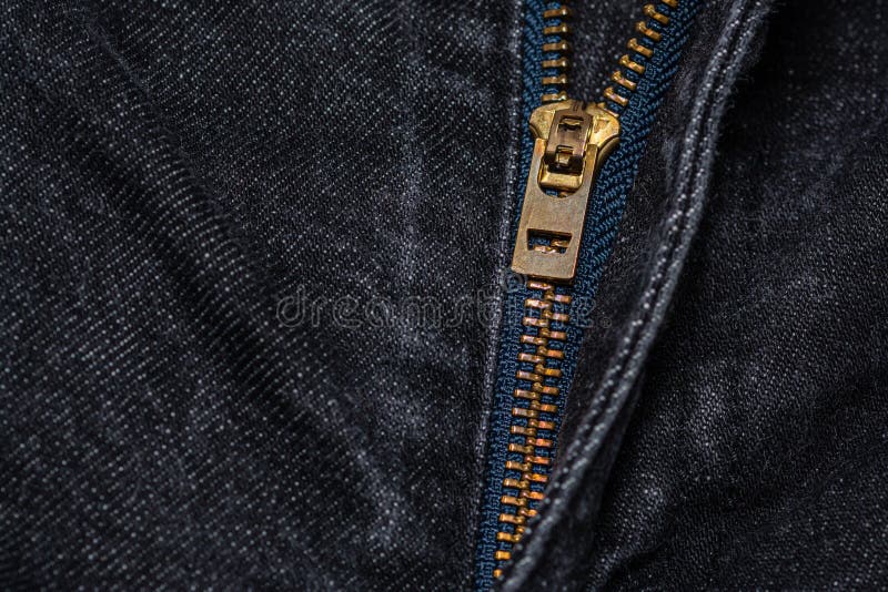 Close Up of Zipper on Black Jeans Stock Image - Image of seam, metal ...