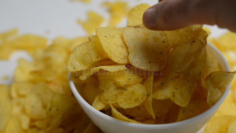 Close Up Zoom of Potato Chips Stock Video - Video of stack, concepts ...