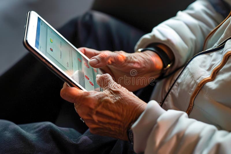 Close-ups of Elderly Hands Navigating Touchscreen Devices Stock ...