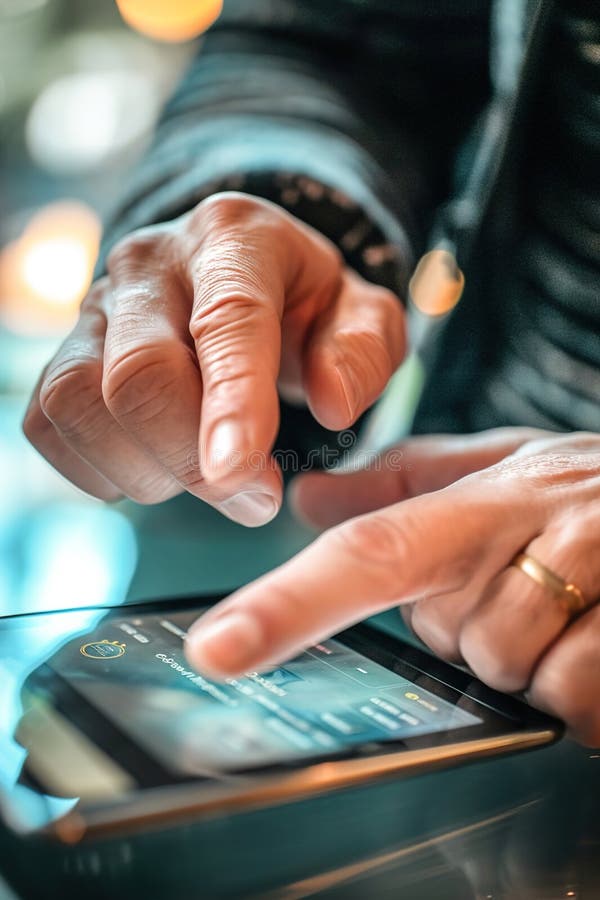 Close-ups of Elderly Hands Navigating Touchscreen Devices Stock ...