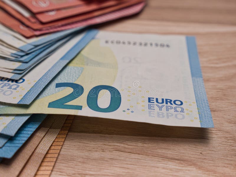 Close -ups of Euro Banknotes of the Different Size and Shape with ...