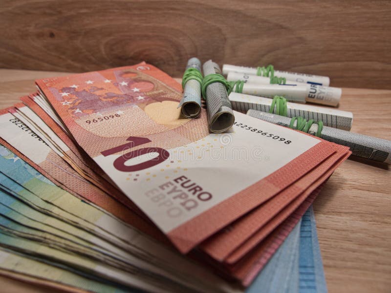 Close -ups of Euro Banknotes of the Different Size and Shape with ...