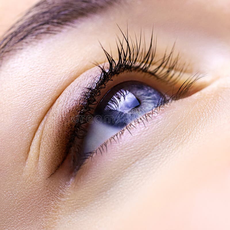 Close-ups of the Eyes, Permanent Makeup of the Eyelids, Shading ...