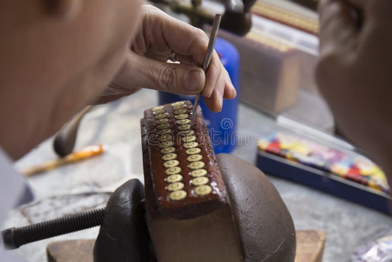 Goldsmiths Working in a Workshop Stock Image - Image of gold, creative ...