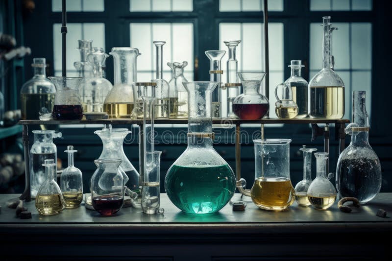 Close-Ups of Laboratory Glassware and Instruments Stock Illustration ...