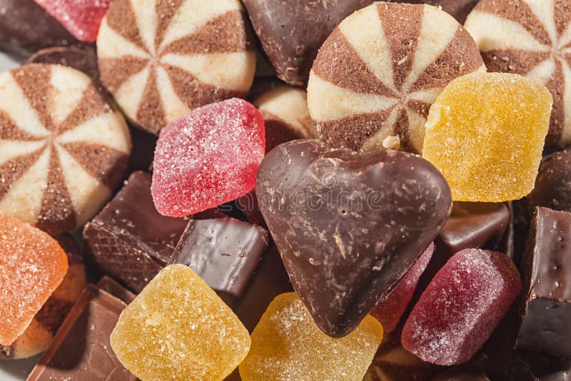 Mixed chocolates. stock image. Image of boiling, chip - 141198983