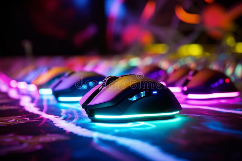 Close Ups of RGB Lit Gaming Mouse Stock Illustration - Illustration of ...
