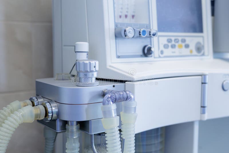 Anesthesia Machine with Ventilator Tubing and Controls in Modern ...