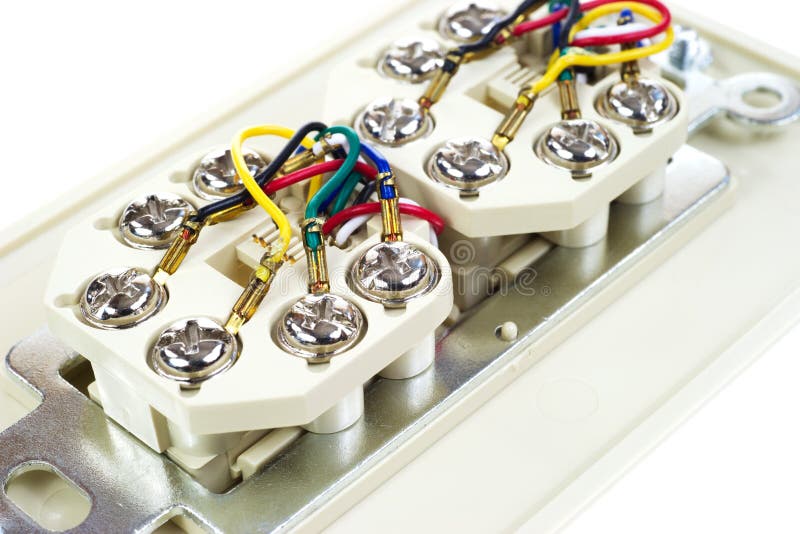 Close View Back of Dual Telephone Outlet Stock Image - Image of black ...