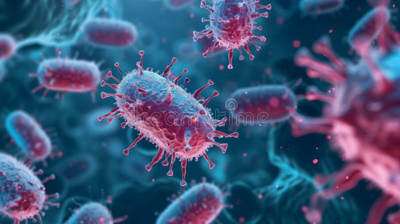 Close View of Bacteria and Virus Cells Under Microscope in Scientific ...