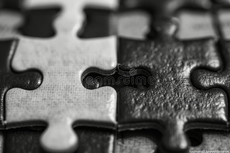 Close View Black White Puzzle Pieces Solid Background Stock Photos ...