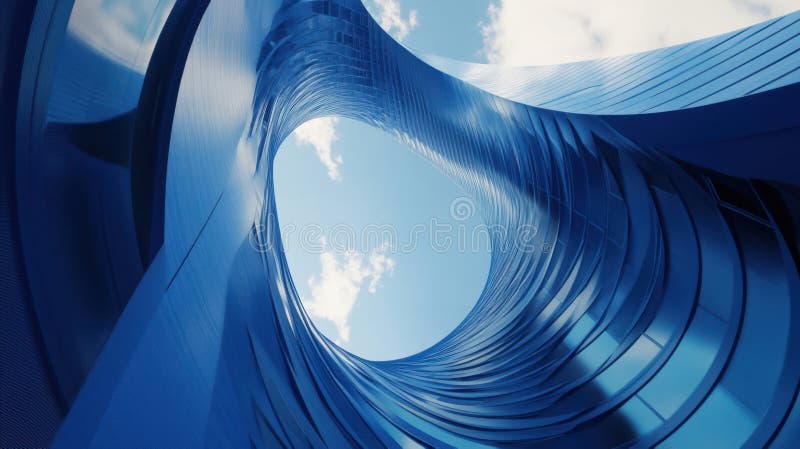Close View of Blue Curved Architectural Form Stock Illustration ...