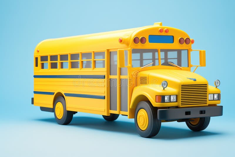Close View of a Bright Yellow School Bus Model Stock Illustration ...