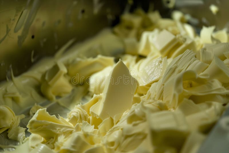 Close View of Butter Extrusion from Machine into Shapes Stock Image ...