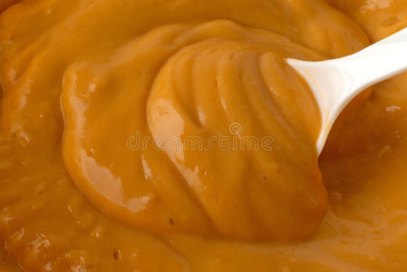Close View of Butterscotch Pudding with a Spoon Stock Image - Image of ...