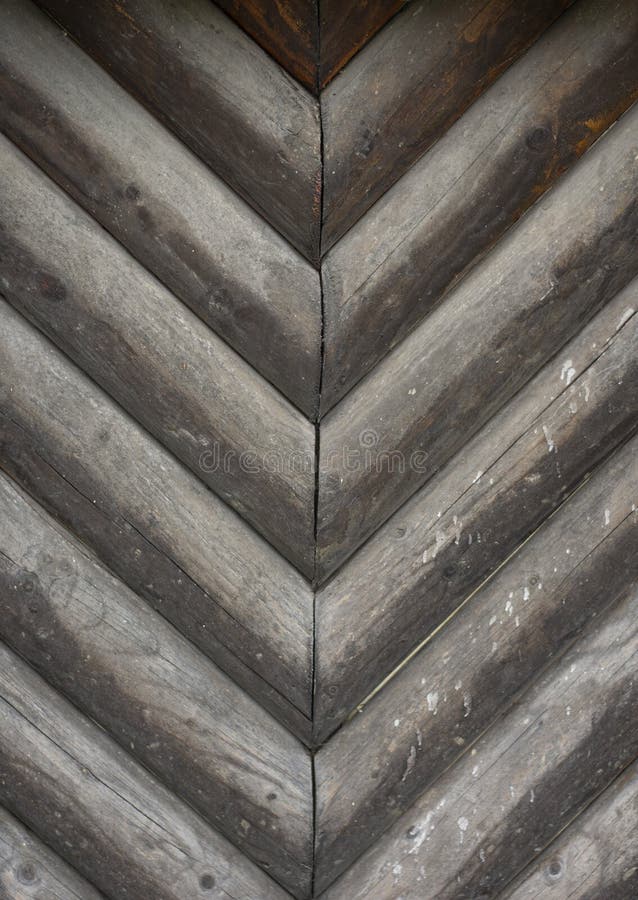 Close View of Chevron Pattern Wooden Logs. Chevron Pattern Log Fence ...