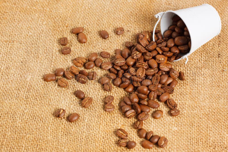 Close View Ñ offee Beans and Little Bucket Stock Photo - Image of brown ...