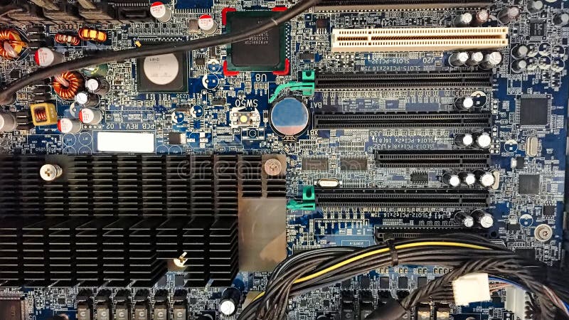 Close View of a Computer Motherboard Stock Photo - Image of slot, chip ...