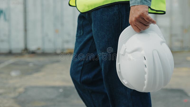 Close View of the Construction Engineer Carrying His Helmet. Stock ...