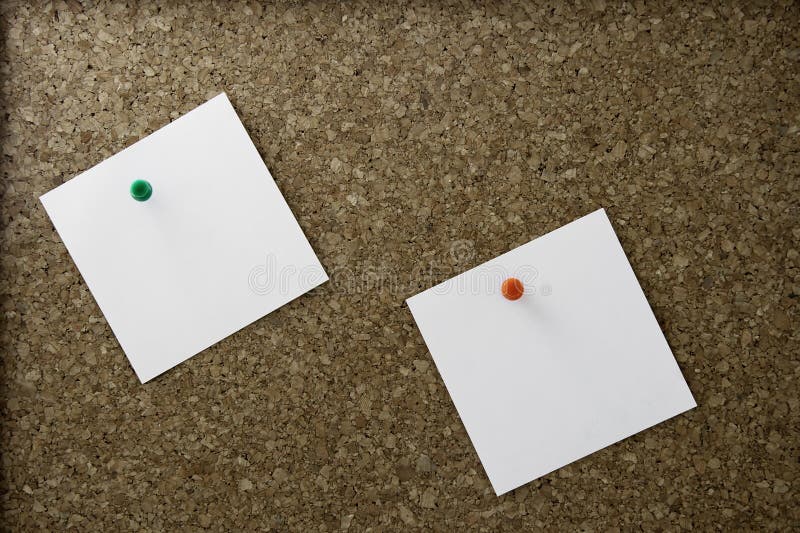 Close View of a Cork Board with Two Square Blank Notes Stock Image ...