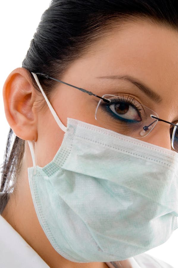 Close View of Doctor Wearing Mask and Eyewear Stock Image - Image of ...