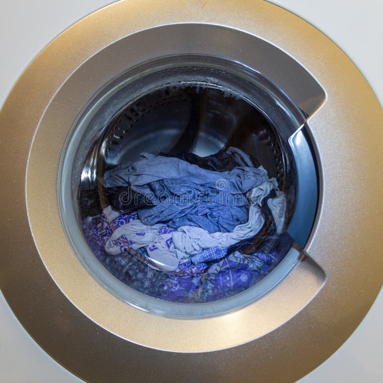 A Close View of Domestic Washing Machine at Work Stock Image - Image of ...